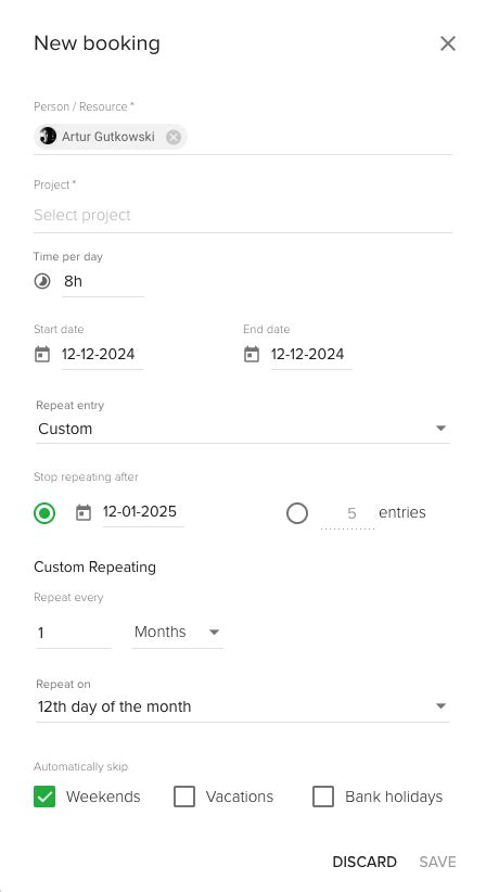 Recurring Bookings Teamdeck Help Center