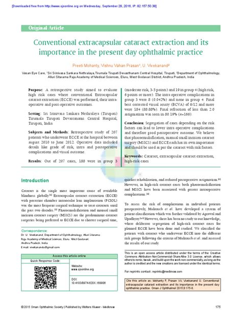 Conventional Extracapsular Cataract Extraction And Cirugia