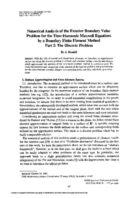 pdf numerical analysis of the exterior boundary value problem for the