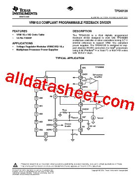 TPS40120 Datasheet PDF Texas Instruments