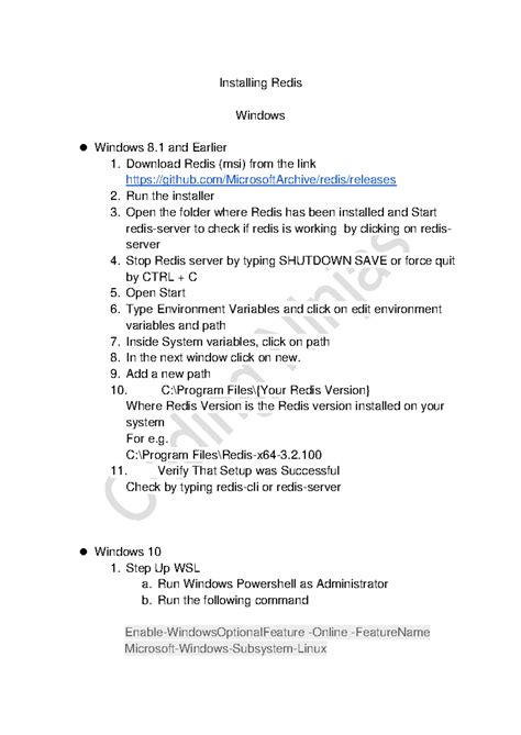 Redis Installation Installing Redis Windows ⚫ Windows 8 And Earlier