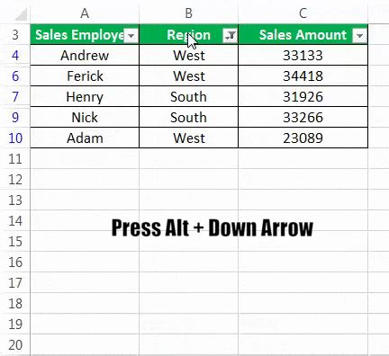 Filter Shortcut In Excel Top Keyboard Shortcuts For Filters In Excel