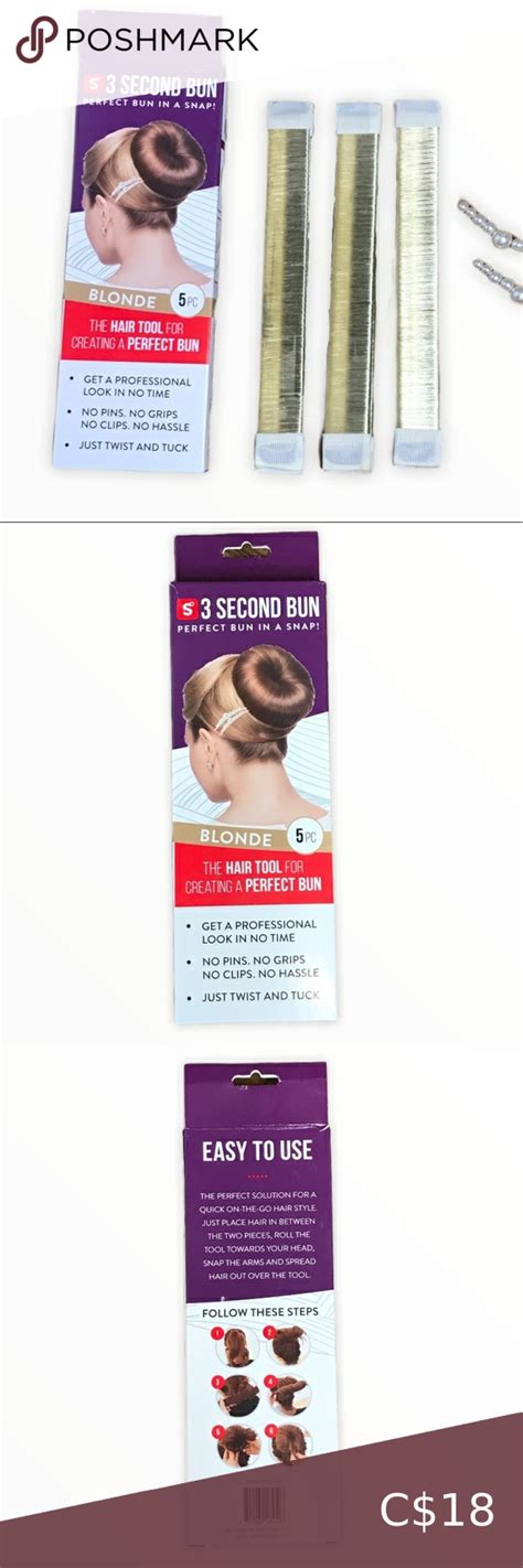 3 Second Bun Womans Blonde Hair Assesory Set Two Buns Blonde Hair