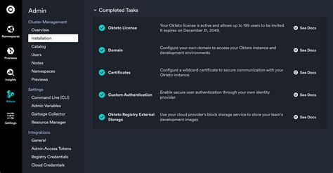Admin Dashboard Okteto Documentation