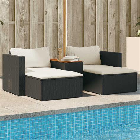 Vidaxl Patio Sofa Set With Cushions Balcony Garden 5 Piece Poly Rattan