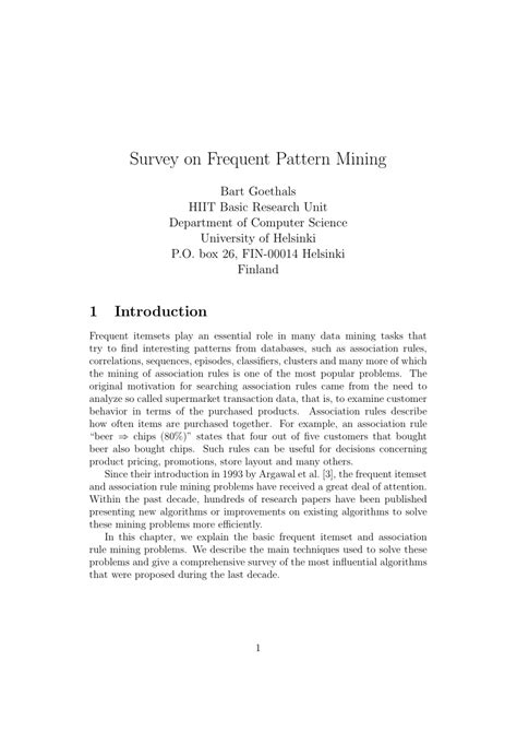 Pdf Survey On Frequent Pattern Mining
