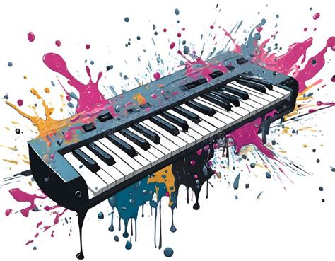 abstract keyboard music set watercolor font view on digital art