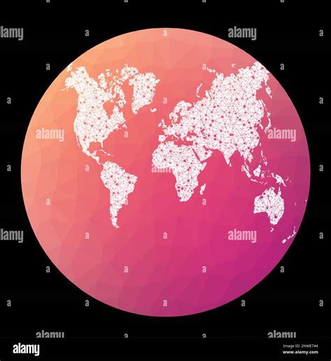 World Network Map Van Der Grinten Ii Projection Wired Globe In Van