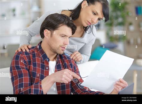 Couple Managing Finances Reviewing Their Bank Accounts Stock Photo Alamy