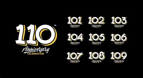 Anniversary Logotype Set 101 102 103 104 105 106 107 108 109