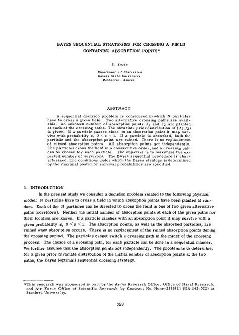 Pdf Bayes Sequential Strategies For Crossing A Field Containing