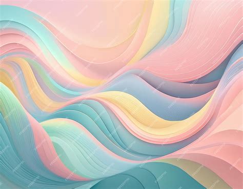 Pastel Soft Waves In Abstract Fluid Design Gentle Calming Background With Flowing Smooth