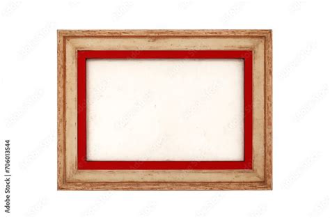 Realistic Empty Rectangular Red Frame With Passepartout On White