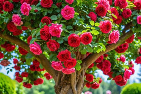 Rose Tree Photo Generated Using Ai Stock Illustration Illustration