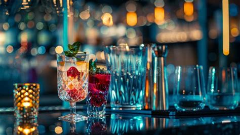 Inside A Chic And Modern Mocktail Bar With Unique Glassware And Decor