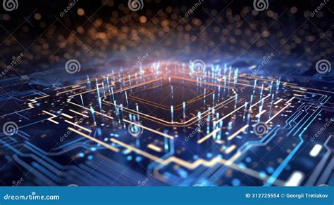 Microprocessor On A Blue Circuit Board Dark Stock Illustration Illustration Of Innovation