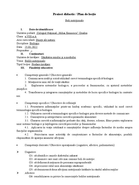 Proiect Didactic Model 2023 Pdf