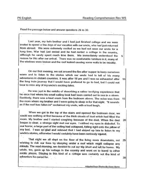 P6 English F Reading Comprehension Rev Ws Pdf
