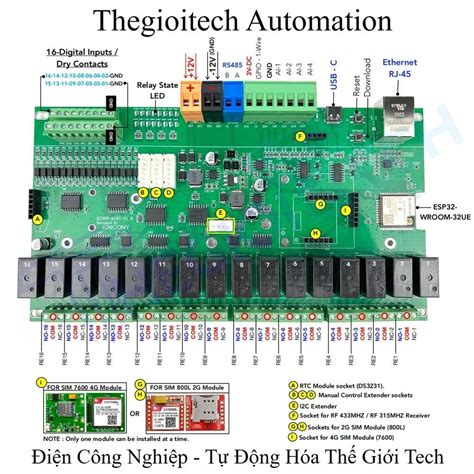 Kc868 A16s 16ch Esp32 Relay Board Ethernet Wifi Switch Mqtt Tcp