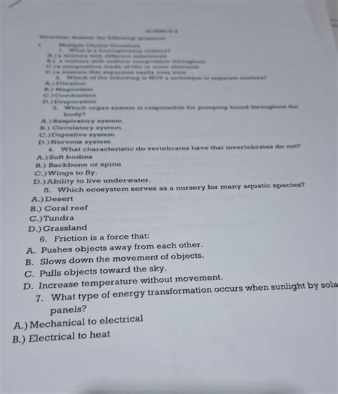 Direction Answer The Following Questions Multiple Choice Questions Wh