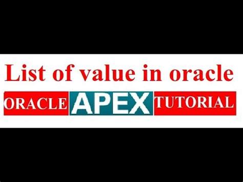 List Of Value In Oracle Apex LOV On Component In Oracle Apex Oracle