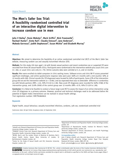 Pdf The Mens Safer Sex Trial A Feasibility Randomised Controlled Trial Of An Interactive