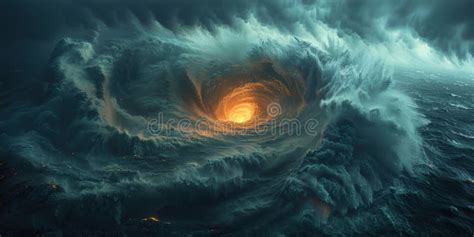 Whirlwind Vortex Of The Sea Created By Generative Artificial Intelligence Stock Illustration
