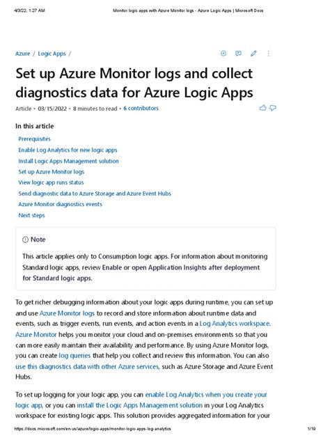 Monitor Logic Apps With Azure Monitor Logs Azure Logic Apps Microsoft Docs Pdf Microsoft