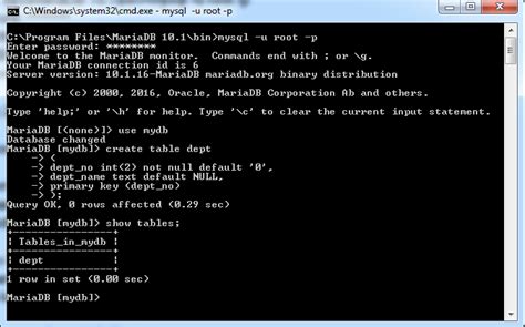 การสร้างตารางข้อมูลใหม่ด้วยคำสั่ง Create Table ใน Mariadb แหล่งเรียน