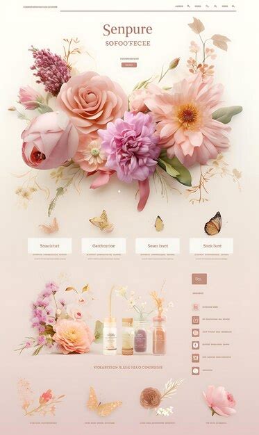 Premium Ai Image Website Of Boutique Womens Fragrance Store Soft Pastel Colors And Flora