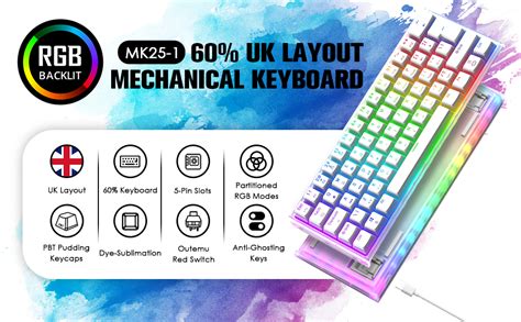 MAGIC REFINER 60 USB C Wired Mechanical Gaming Keyboard Hot Swappable Keyboard 18 Chroma RGB