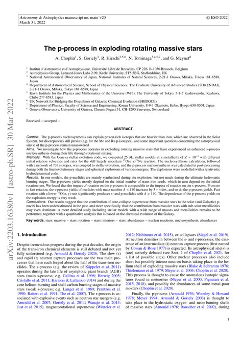 Pdf The P Process In Exploding Rotating Massive Stars