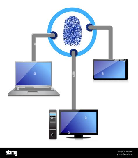 Electronic Connection Security Fingerprint Diagram Illustration Design Stock Photo Alamy