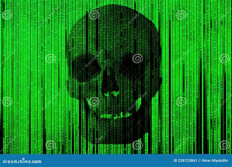Concept Information Security Account Hacking Digital Death Dark Human Skull On The