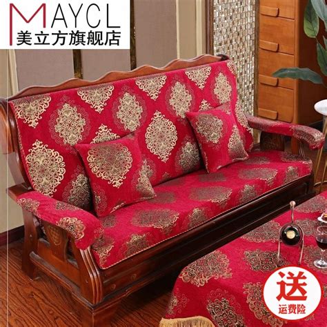 เบาะรองนั่งโซฟาไม้แบบยาวสำหรับที่นั่งนุ่มเบาะนั่งสามที่นั่งสไตล์โบราณทำจากไม้แท้สำหรับโซฟาเบดแบบ