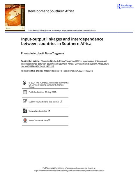 pdf input output linkages and interdependence between countries in