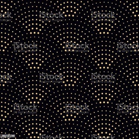 벡터 기하학 물고기 규모 레이아웃 추상 원활한 물결 패턴입니다 어두운 검은 배경에 메탈 릭 골드 원입니다 팬 모양 Garlands 벽지 섬유 패치 포장지 페이지 채우기 아르