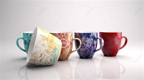 선명한 흰색 배경에 있는 3d 그림의 활기찬 도자기 머그잔 도자기 흰색 컵 찻잔 배경 일러스트 및 사진 무료 다운로드 Pngtree