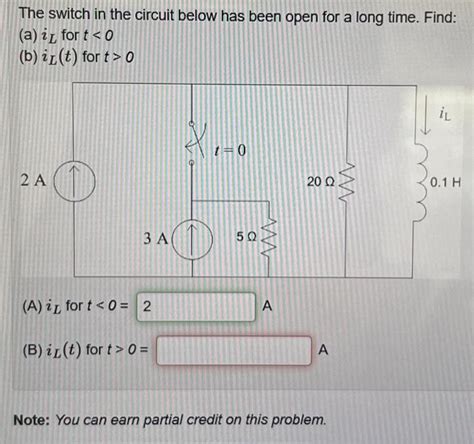 Solved The switch in the circuit below has been open for a | Chegg.com