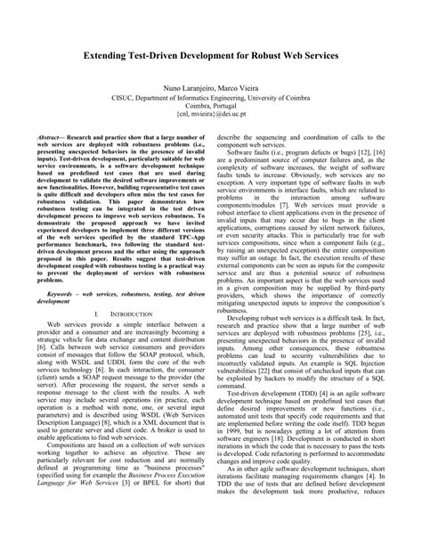 Pdf Extending Test Driven Development For Robust Web Services