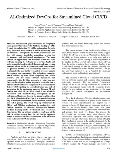 Ai Optimized Devops For Streamlined Cloud Cicd Pdf Machine Learning Automation