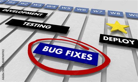 Bug Fixes Development Stage Timeline Gantt Chart D Illustration Stock Illustration Adobe Stock