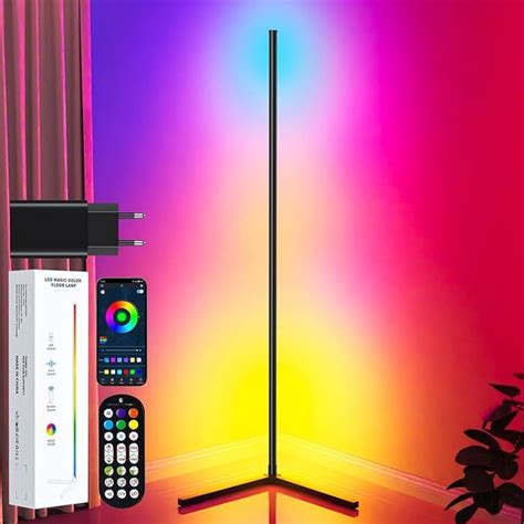 Lampadaire Led Dangle 165cm Rgb Lampe Sur Pied Avec Adaptat Et App Musique Sync Et Minuteur 16