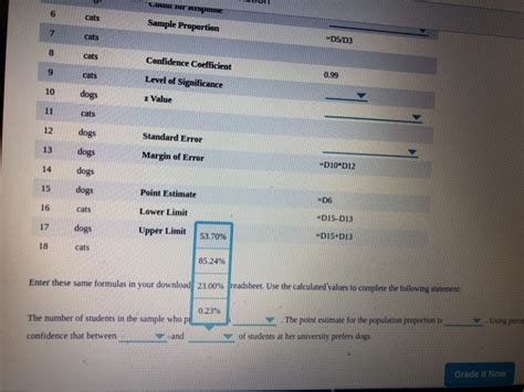8 Using Excel Constructing An Interval Estimate