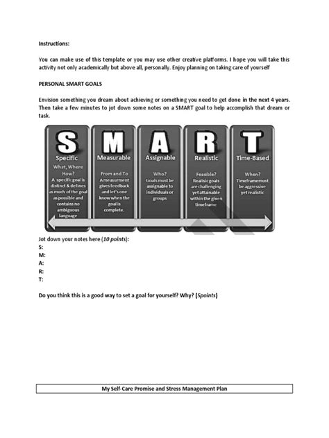 my self care promise and stress management plan pdf meal psychology