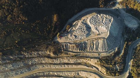 Top View Of Stepped Quarry Shot Quarry Working By Method Of Open Vertical Benches Mining