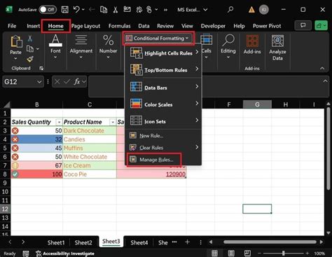 Excel Manage Rules