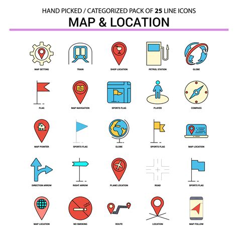 Map And Location Flat Line Icon Set Business Concept Icons Design Vector Art At Vecteezy