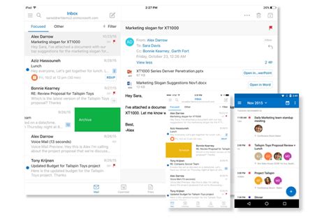 A Tablet And Two Phone Screens Displaying An Outlook Email Inbox And Calendar Email Client