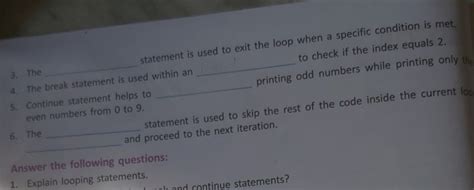 Answer The Following Questions Explain Looping Statements Differentiat